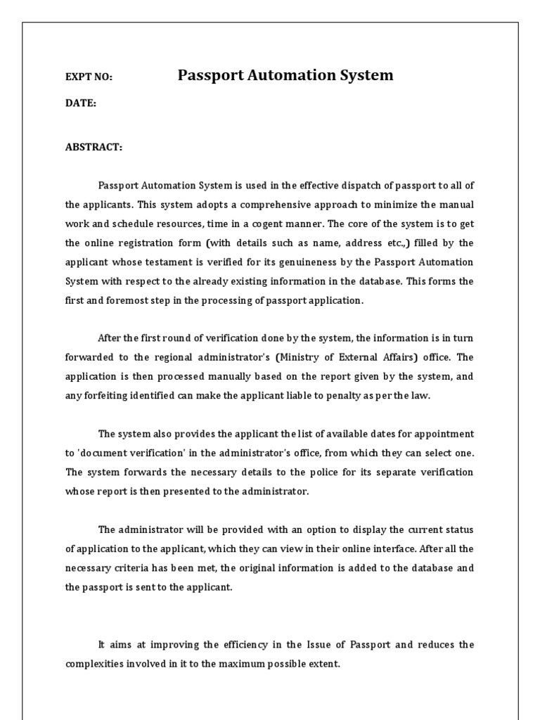 Passport Automation System Pdf Authentication Passport 