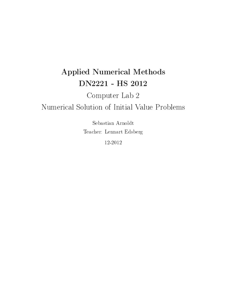 KTH, DN2221, Computer Lab 2 | PDF | Numerical Analysis | Ordinary Differential Equation