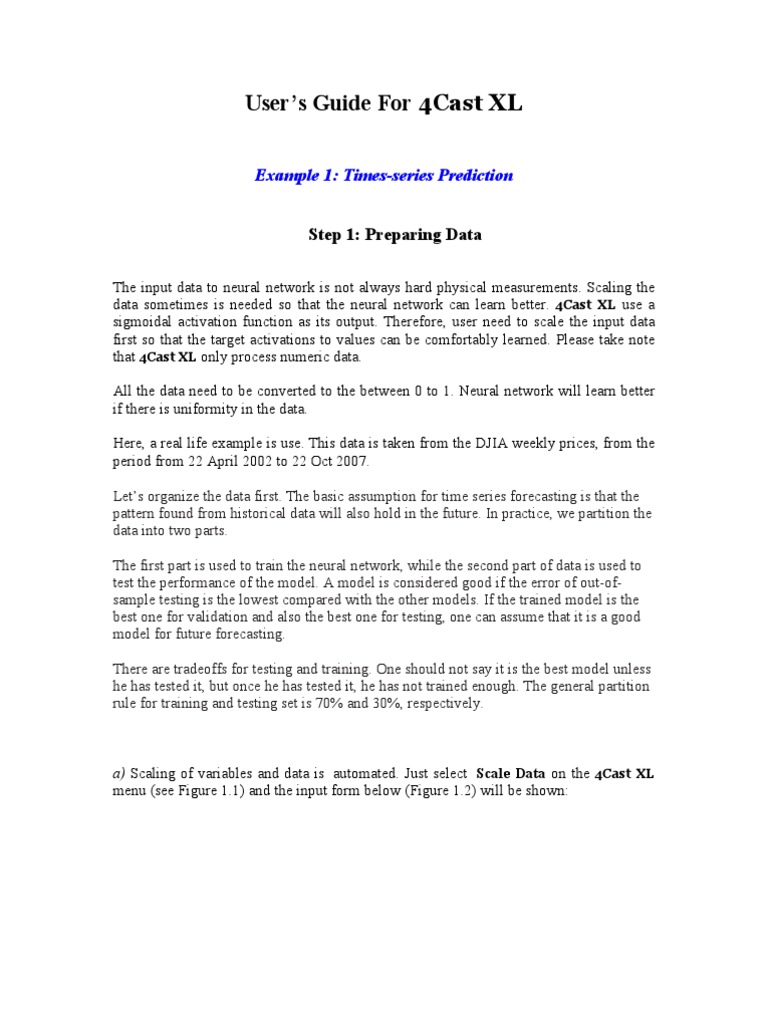 4Cast XL Guide for Analysts | PDF | Artificial Neural Network | Forecasting