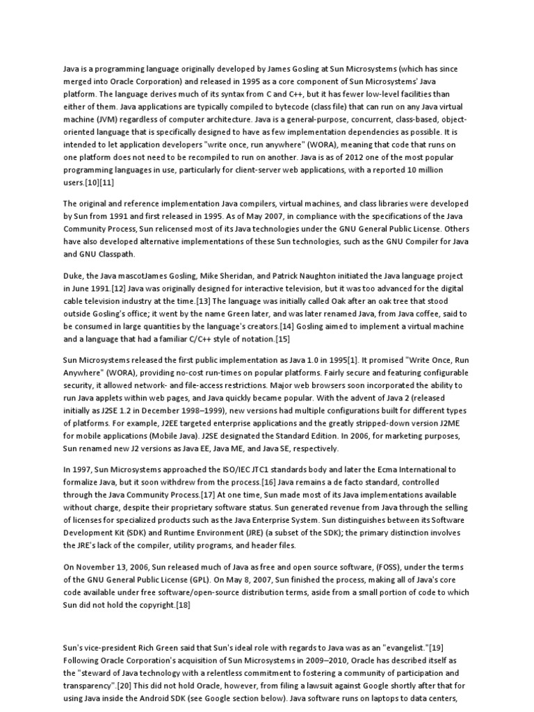 Java Is A Programming Language Originally Developed by James Gosling at ...