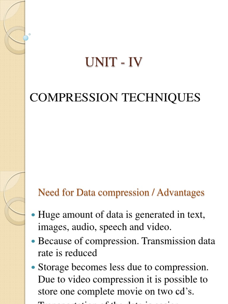 UNIT - IV - PPT | PDF | Data Compression | Code