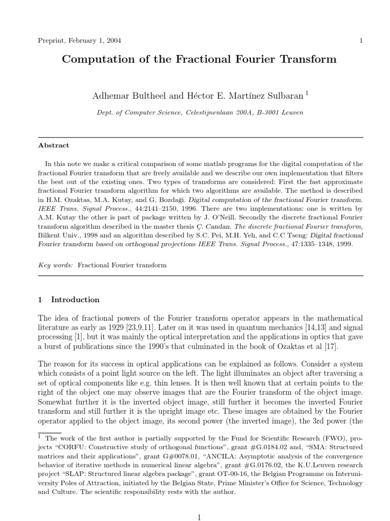 Fractional Fourier Transform PDF | PDF | Eigenvalues And Eigenvectors | Discrete Fourier Transform