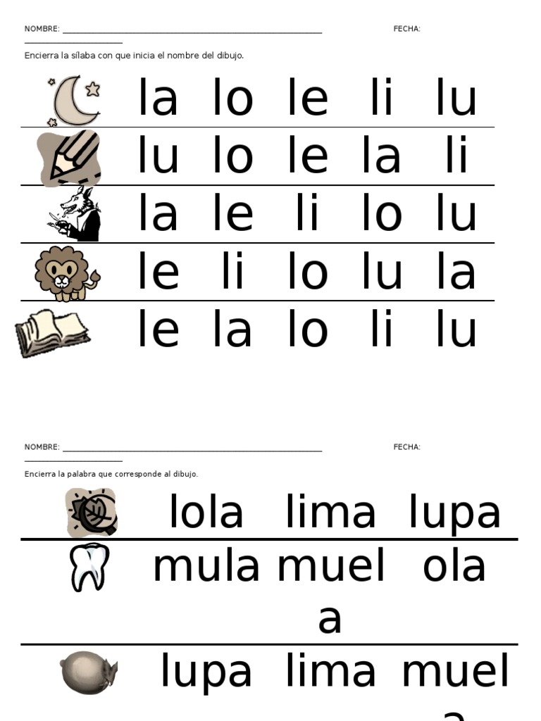 Silaba La Le Li Lo-Lu Palabras Con M-L PDF, 47% OFF