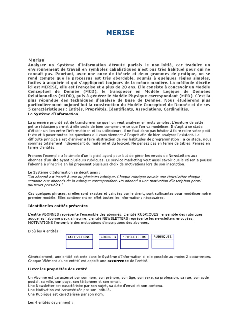 MERISE | PDF