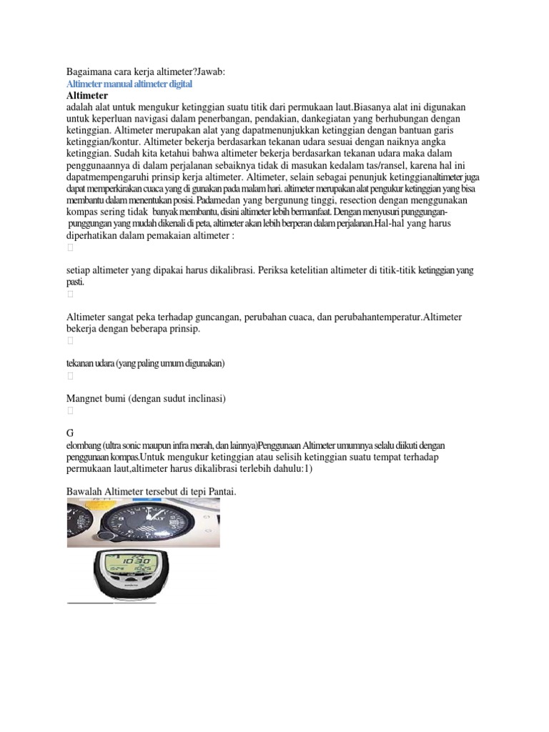 Bagaimana Cara Kerja Altimeter | PDF