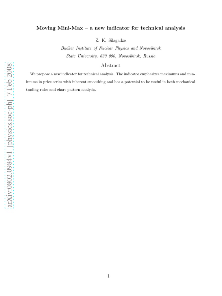 Moving Mini-Max - A New Indicator For Technical Analysis | PDF ...