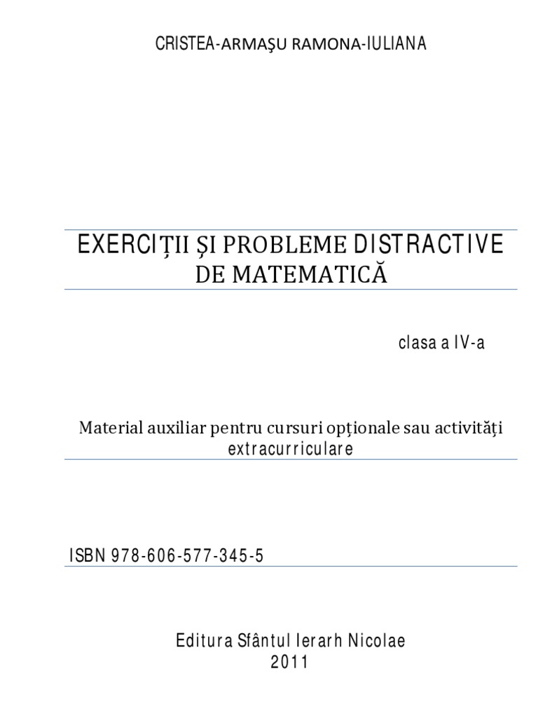 Exercitii Si Probleme Distractive de Matematica | PDF