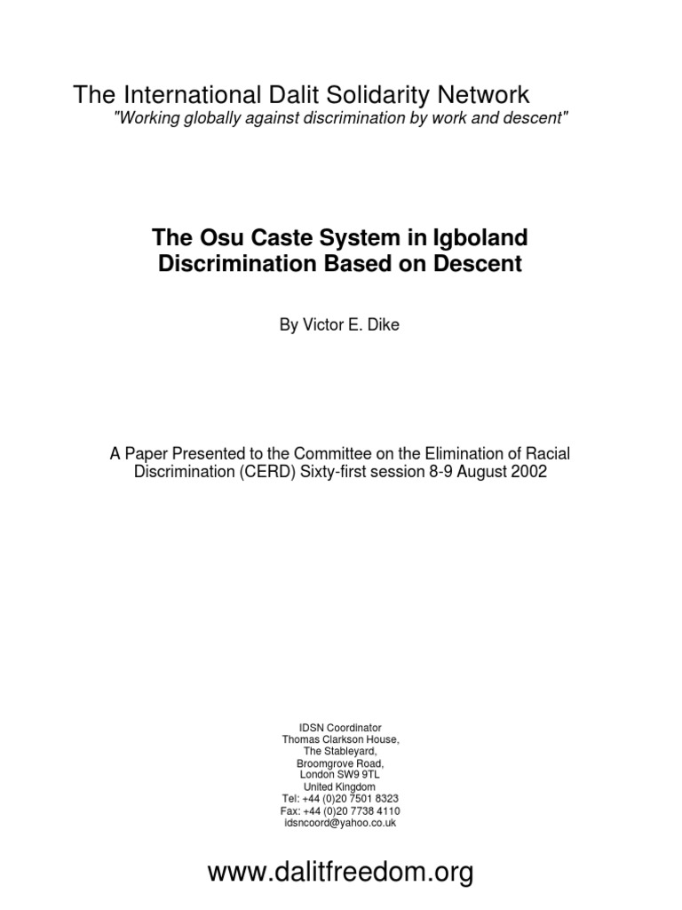 Discrimination in Igbo Osu Caste System | PDF | Caste | Racism