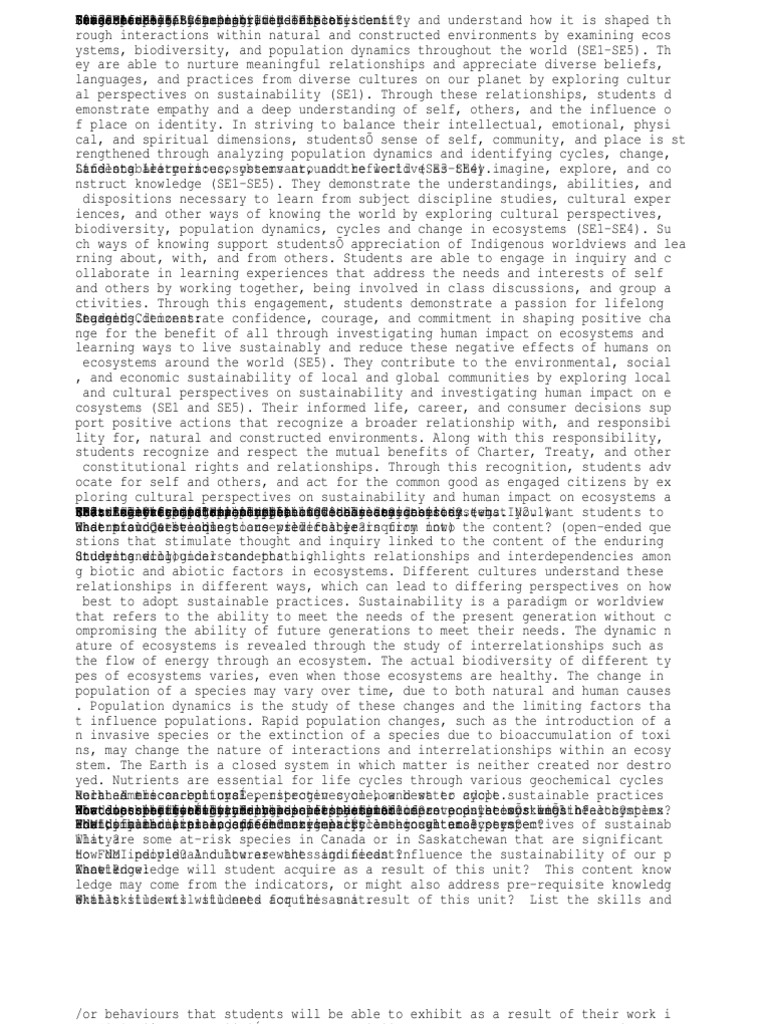 Life Science: Ecosystem Sustainability Unit | PDF | Ecosystem ...