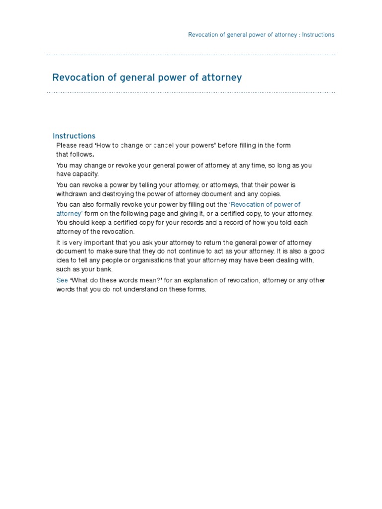 Revocation of General Power of Attorney | PDF