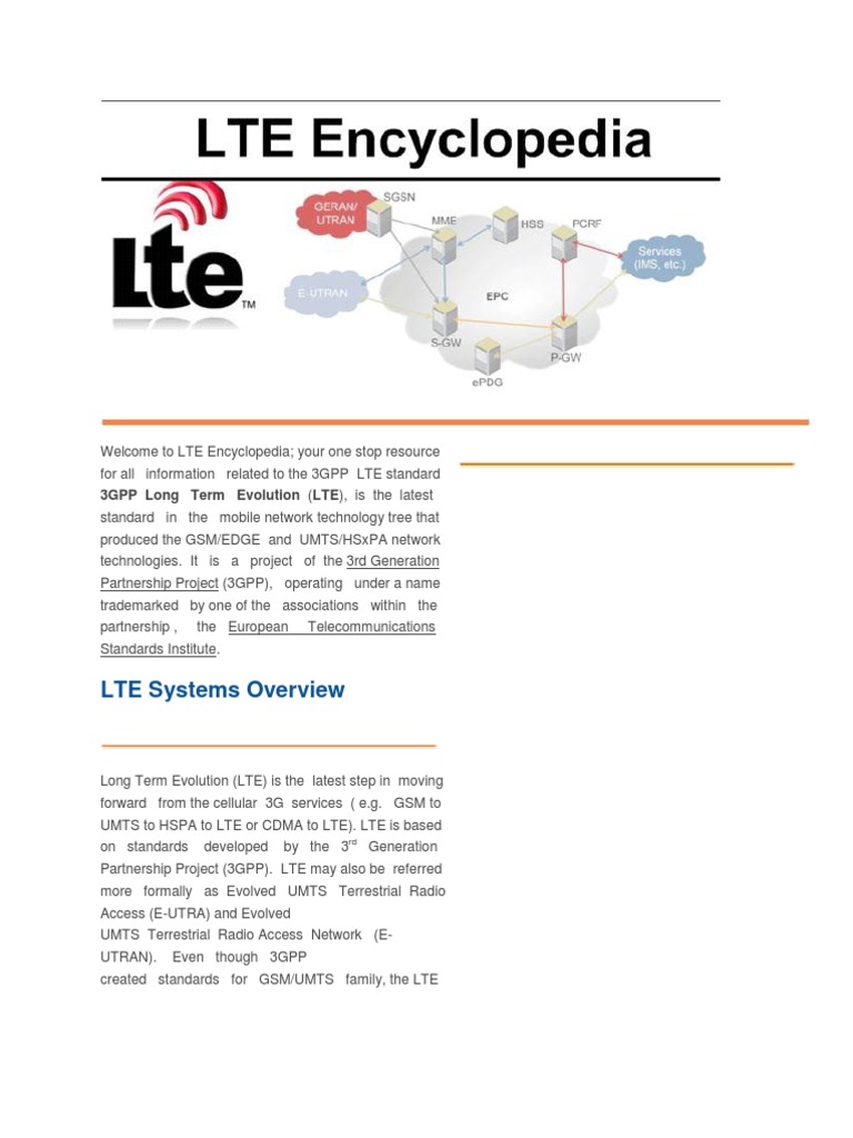 LTE Systems Overview: 3GPP Long Term Evolution (LTE), Is The Latest ...