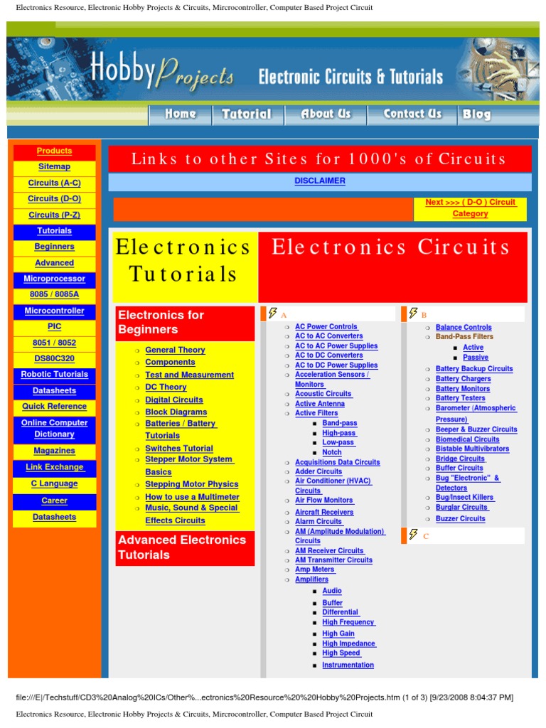 Electronic Resources Hobby Projects | PDF | Electronic Circuits ...