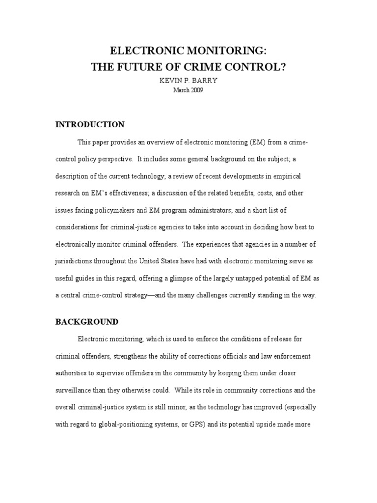 Electronic Monitoring For Criminal Offenders | PDF | Surveillance ...
