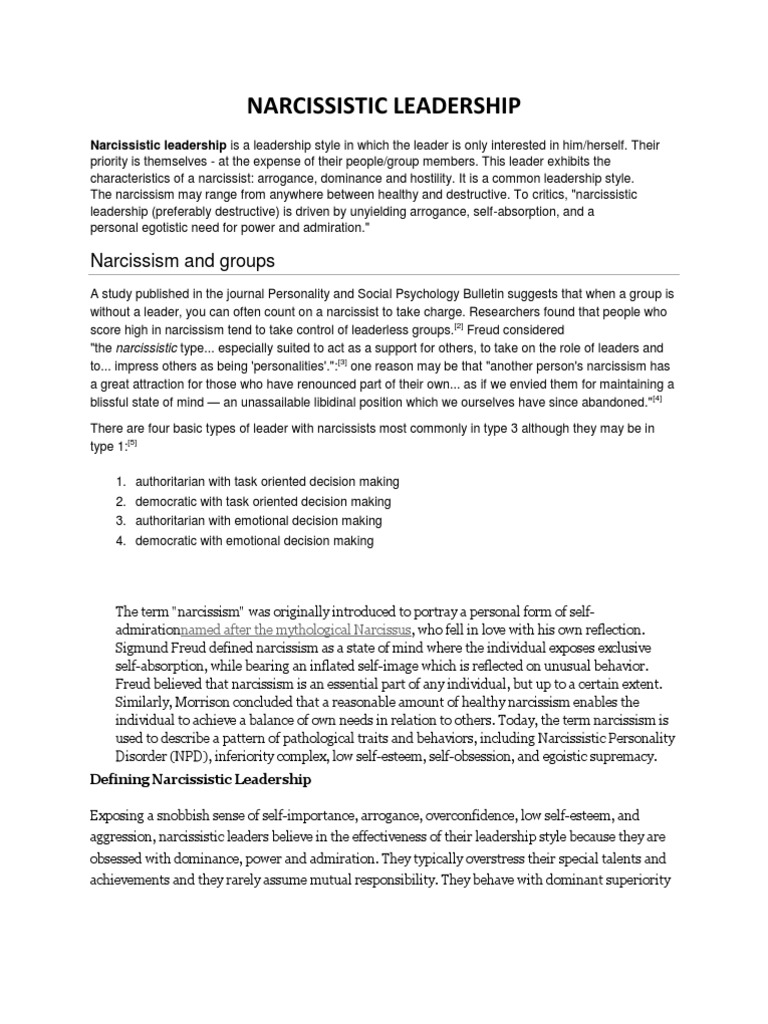 Narcissistic Leadership Styles and Organizational Performance | PDF ...