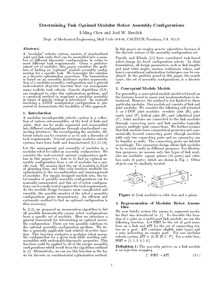 Determining Task Optimal Modular Robot Assembly Configurations Pdf String Computer Science
