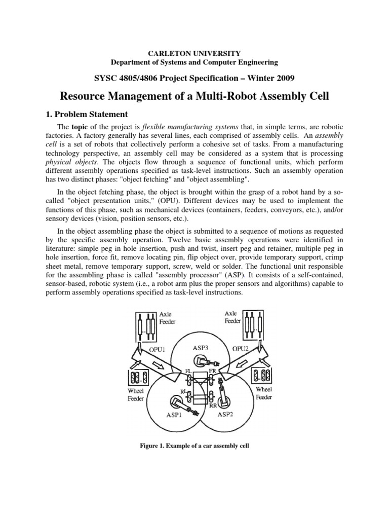 Resource Management of A Multi-Robot Assembly Cell - Project 2009 | PDF | Scheduling (Computing ...