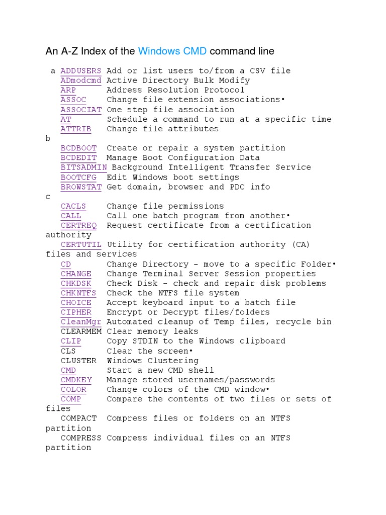 Cmd Command Pdf Windows Registry Computer File