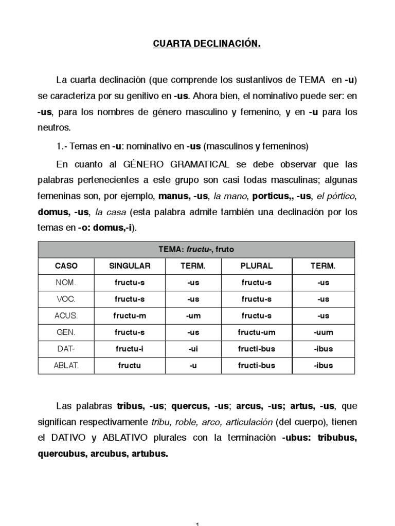 Cuarta Declinación | PDF