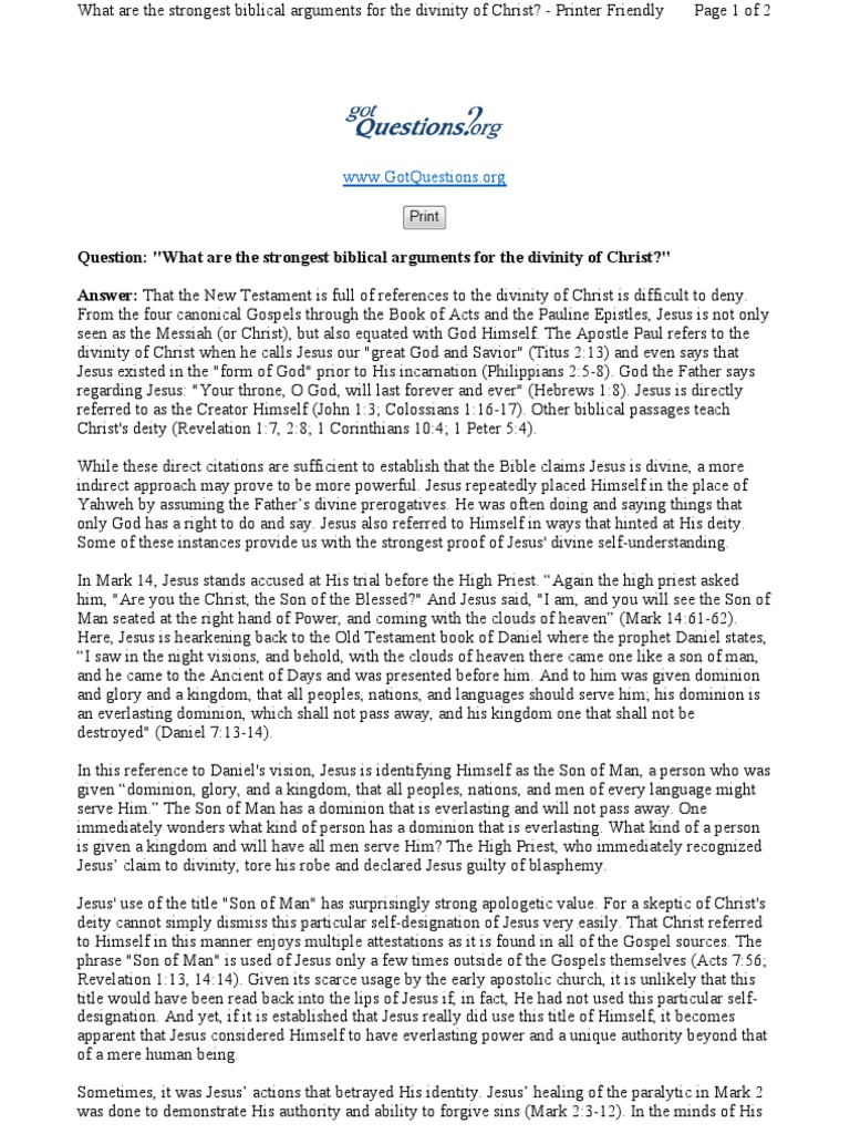What Are The Strongest Biblical Arguments For The Divinity of Christ ...