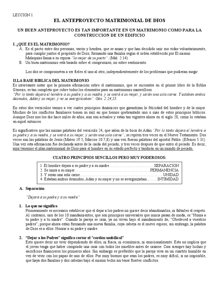 Leccion 1 | PDF | Matrimonio | Amor