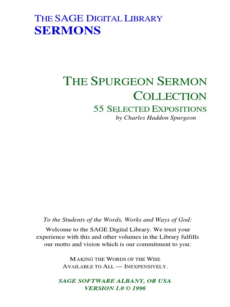 The Spurgeon Sermon Collection - 55 Selected Expositions | PDF | Sermon ...