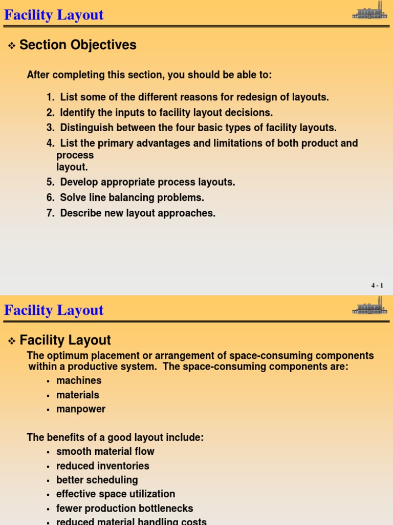 Facility Layout in Operations Management | PDF | Inventory | Screw