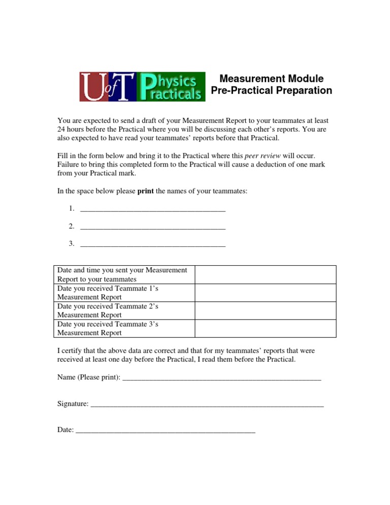 Measurement Report Peer Review Form | PDF