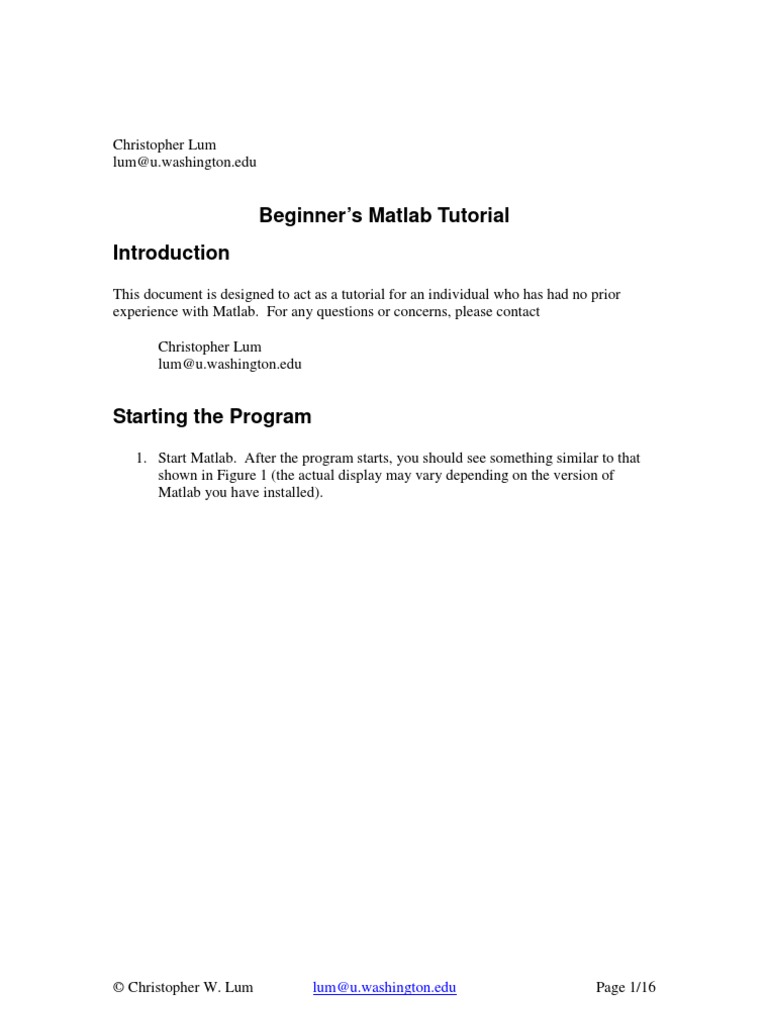 Matlab Tutorial Beginner | PDF