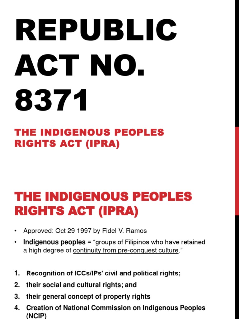 Indigenous Peoples Rights Act, and other related laws (Art and Law ...