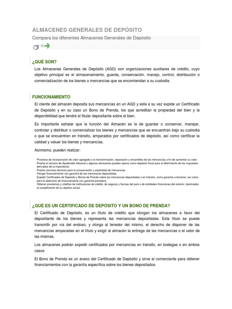 Almacenes Generales de Depósito | PDF | Factoring (Finanzas) | Bancos