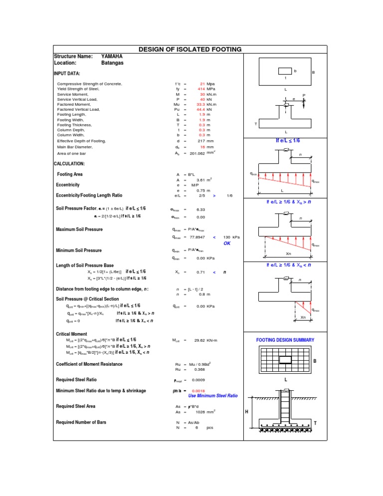 YAMAHA Footing Design Analysis | PDF