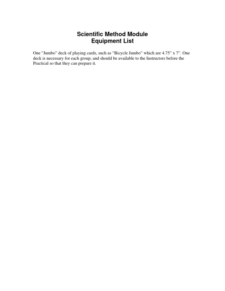 Scientific Method Module Equipment List | PDF | Games & Activities ...