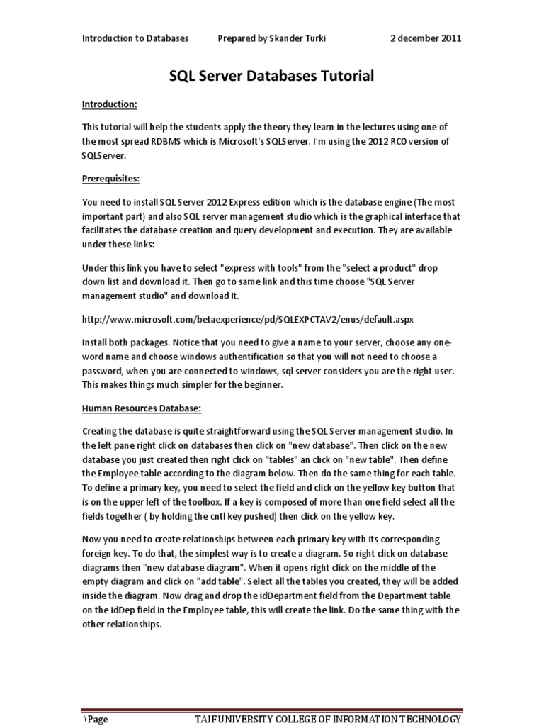 SQL Server Tutorial PDF | PDF