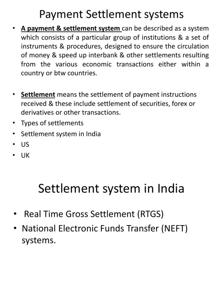 Settlement Systems | PDF | Settlement (Finance) | Finance & Money ...