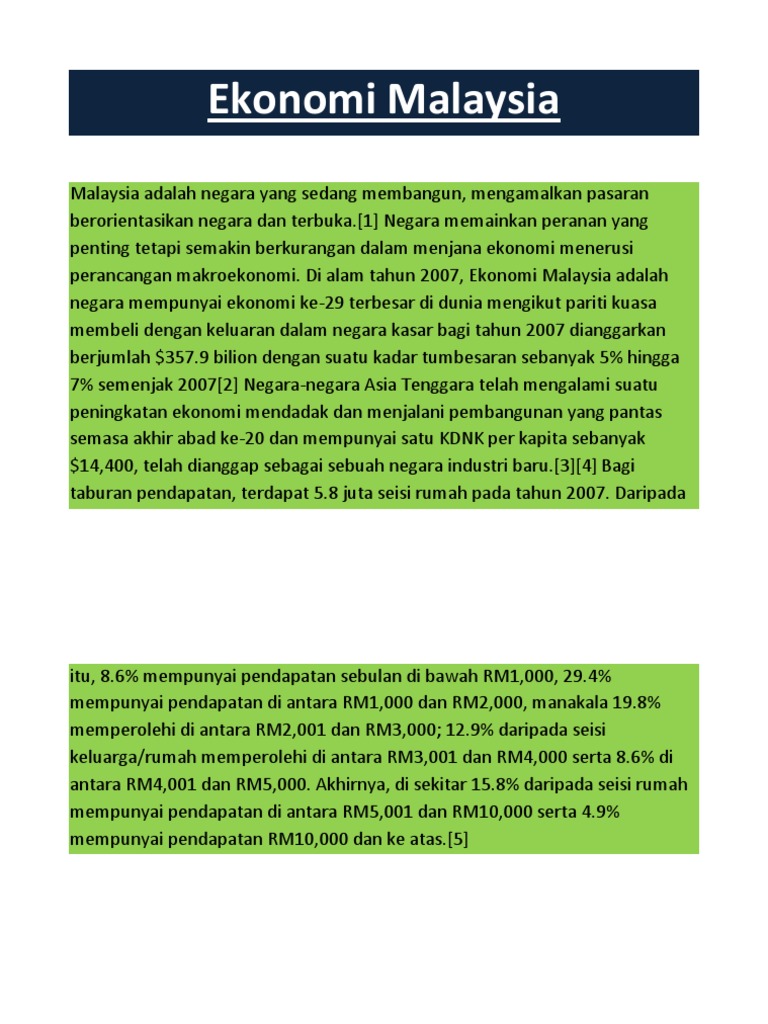 Ekonomi Malaysia | PDF