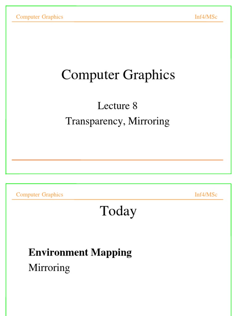 Computer Graphics Environment Mapping Mirroring Pdf Texture Mapping