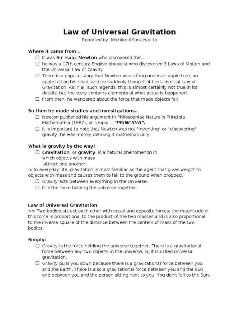 Laws of Universal Gravitation | Download Free PDF | Newton's Law Of ...