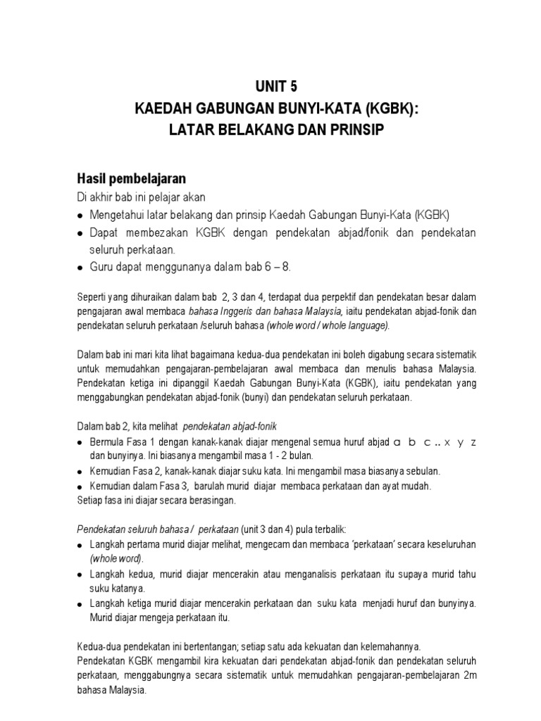 KGBK: Metode Gabungan Bunyi-Kata | PDF | Seni & Disiplin Bahasa