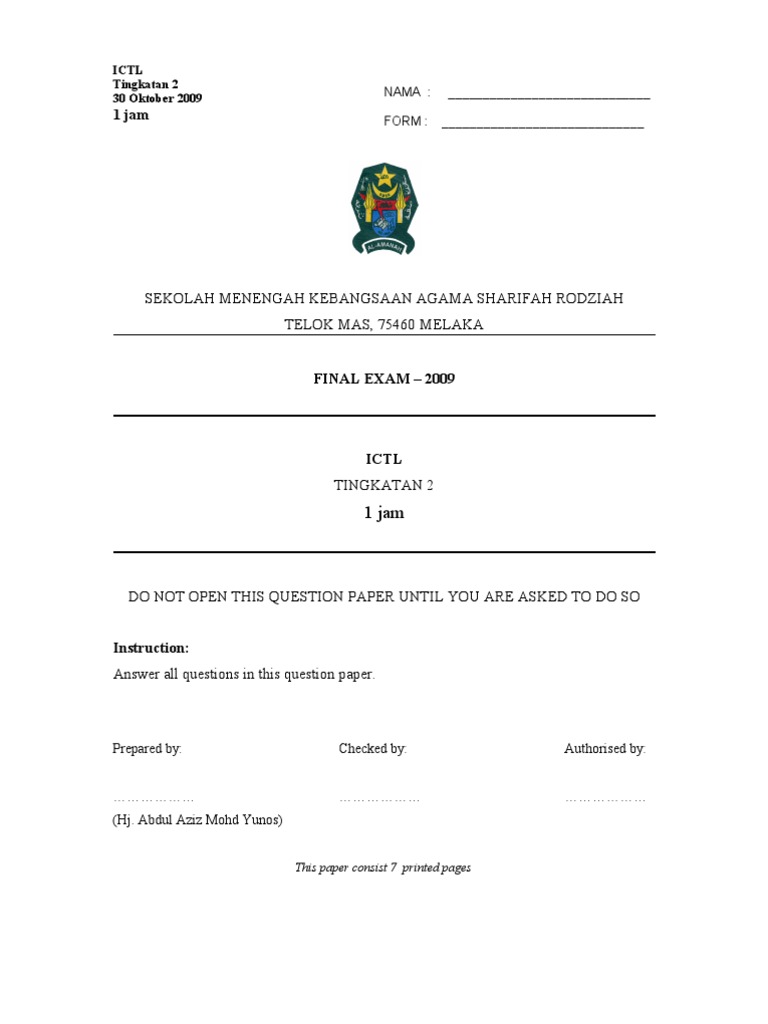 Latihan Ictl Tingkatan 2 | PDF | Internet | Computer Network