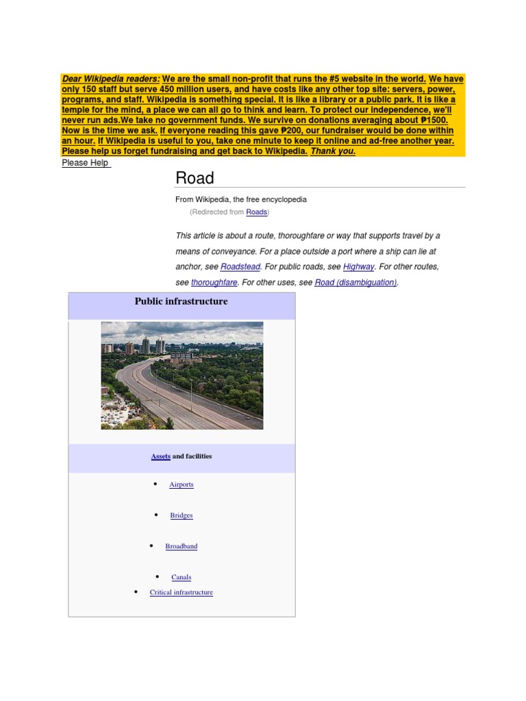 WIKIPEDIA FUNDRAISER | PDF | Road | Traffic