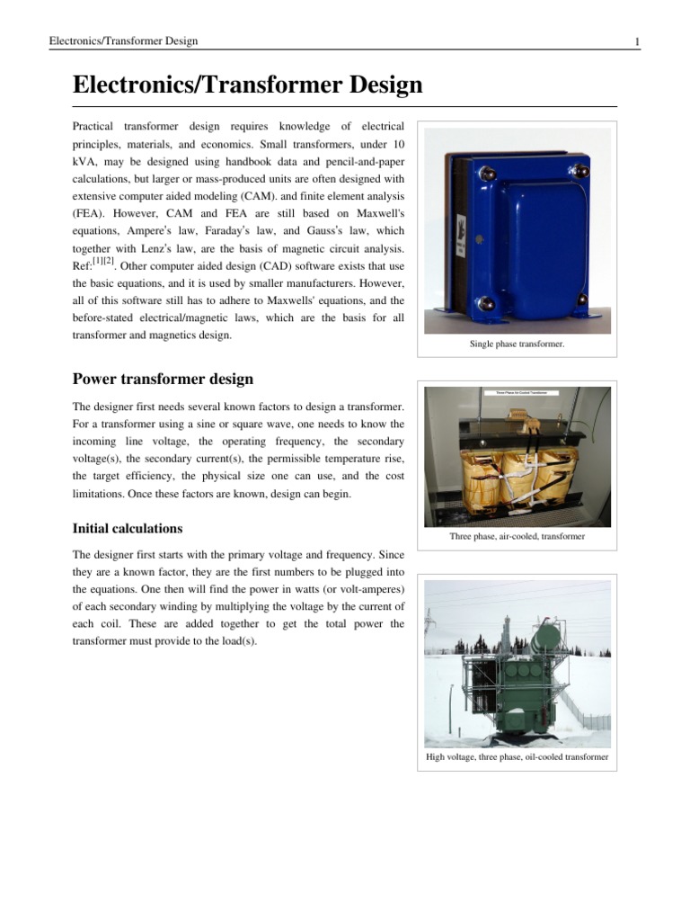 Electronics Transformer Design | PDF | Transformer | Inductor