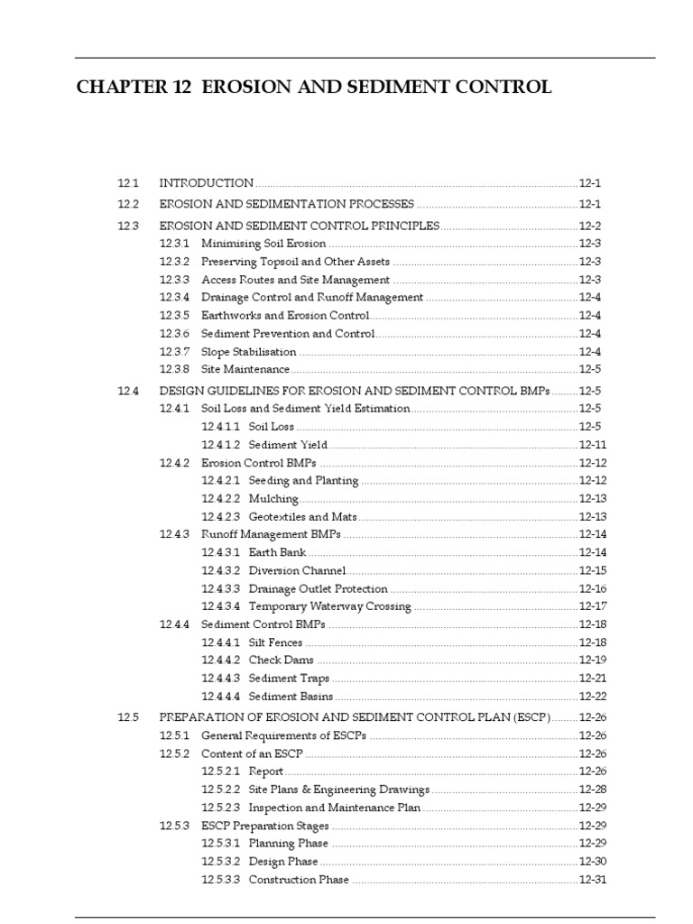 Chapter 12 - Erosion and Sediment Control | PDF | Surface Runoff | Erosion