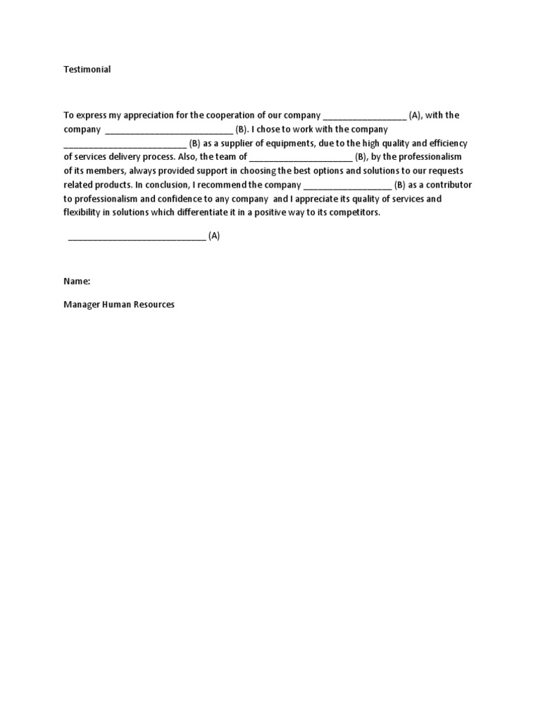 Model Scrisoare de Recomandare F - F (Engleza) Corectat | PDF