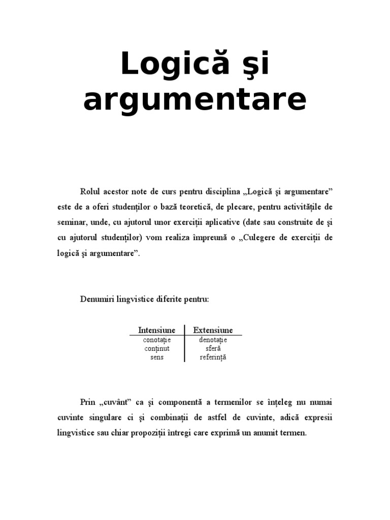 Logica Si Argumentare | PDF