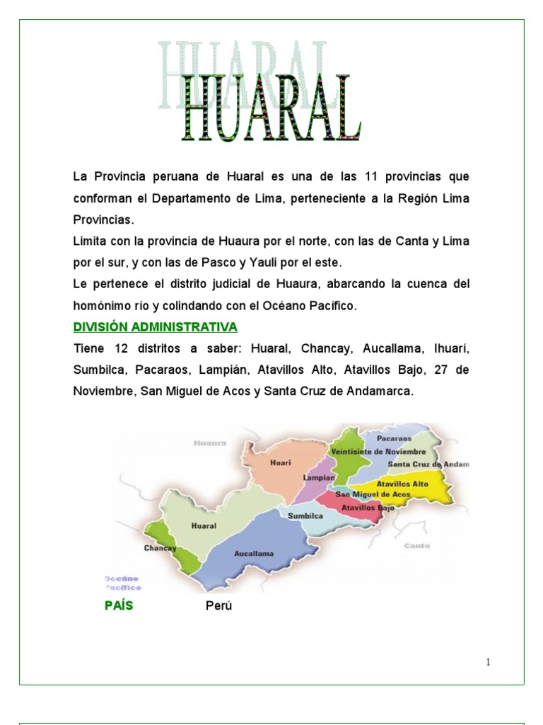 El Mapa Cultural Del Distrito de Huaral