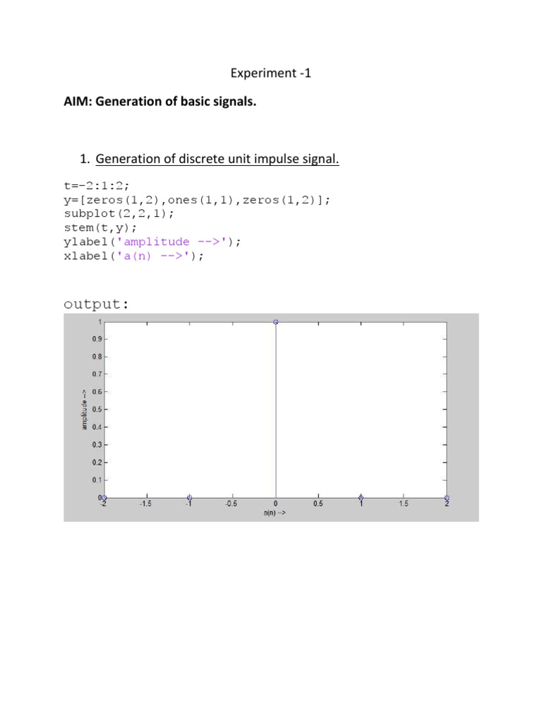 Output:: AIM: Generation of Basic Signals | PDF | Teaching Methods & Materials
