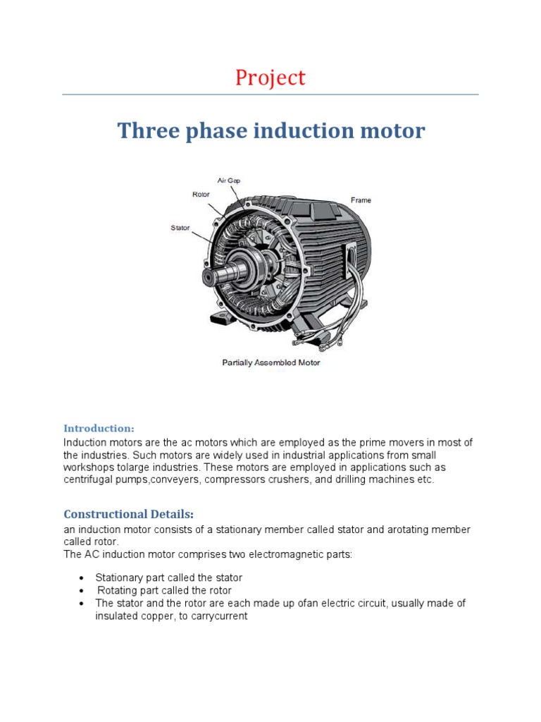 Three Phase Induction Motor: Project | PDF | Electromagnetic Induction ...
