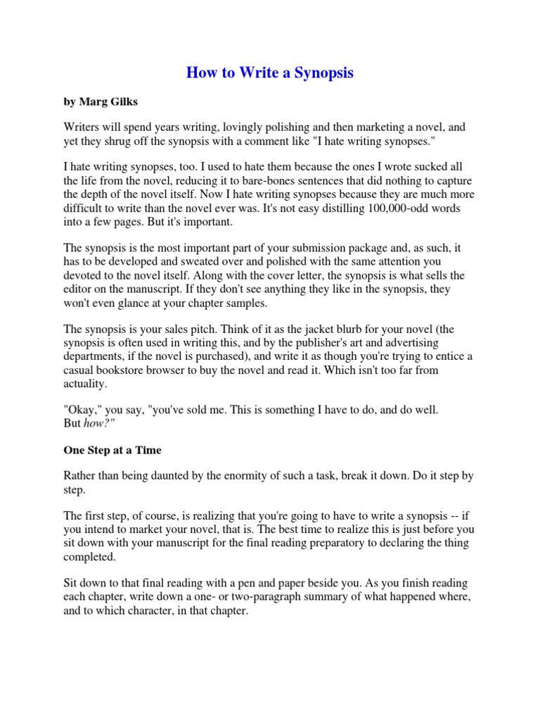 How To Write A Synopsis | PDF | Narration