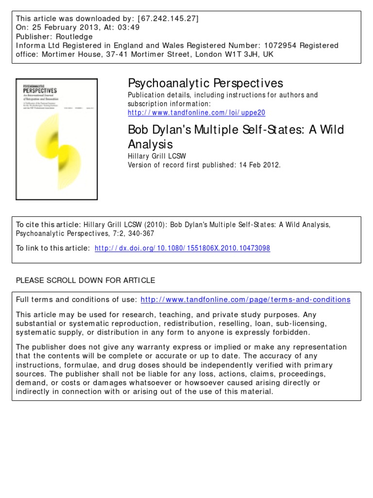 Bob Dylan's Multiple Self-States | PDF