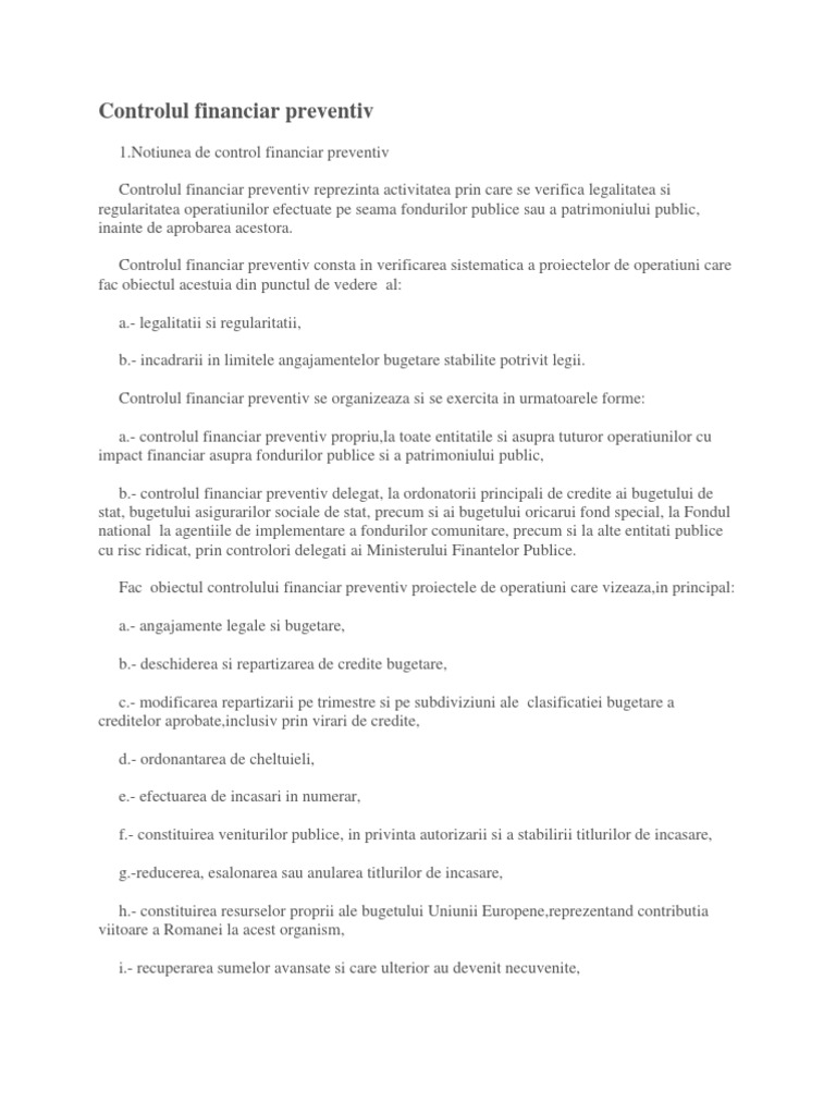 Controlul Financiar Preventiv | PDF